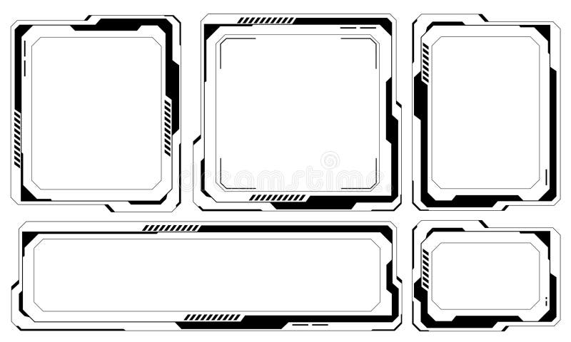 HUD Frames Black User Interface Elements Set Design Modern Technology ...