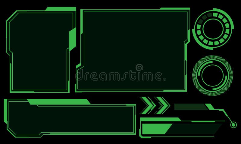 Hud Frames Green User Interface Elements Design Modern Technology ...