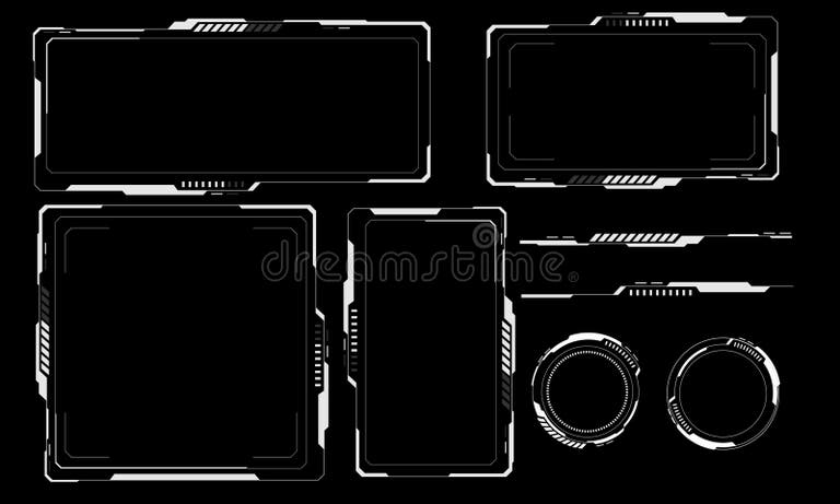 Hud Frames White Grey User Interface Elements Design Modern Technology ...