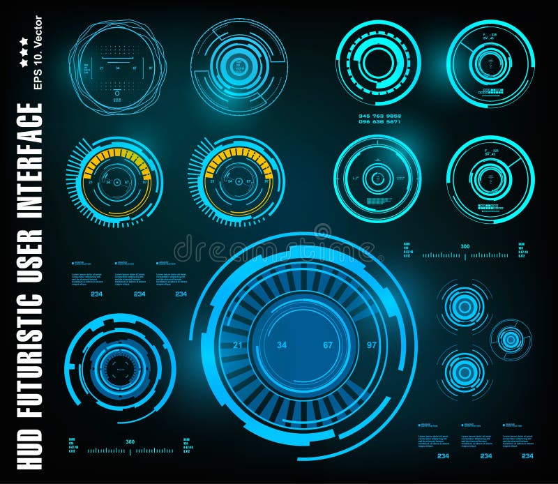 HUD Futuristic Blue User Interface, Dashboard Display Virtual Reality ...
