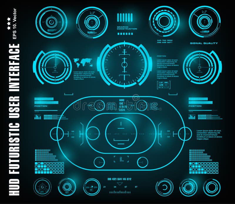 HUD Futuristic Blue User Interface, Dashboard Display Virtual Reality ... HUD Futuristic Blue User Interface, Dashboard Display Virtual Reality ...