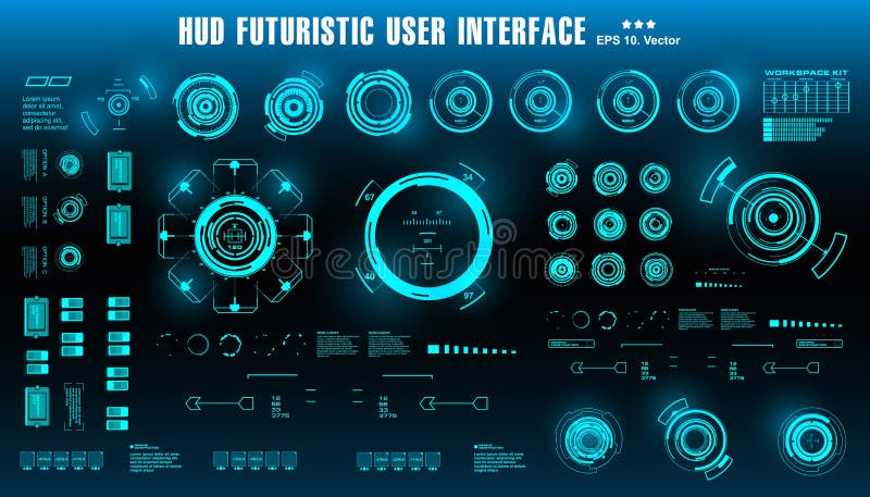 HUD Futuristic Blue User Interface, Dashboard Display Virtual Reality Technology Screen, Target ...