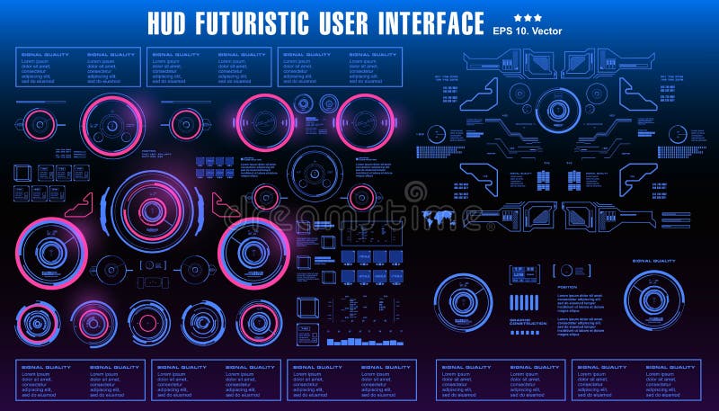HUD Futuristic Blue User Interface, Dashboard Display Virtual Reality ...
