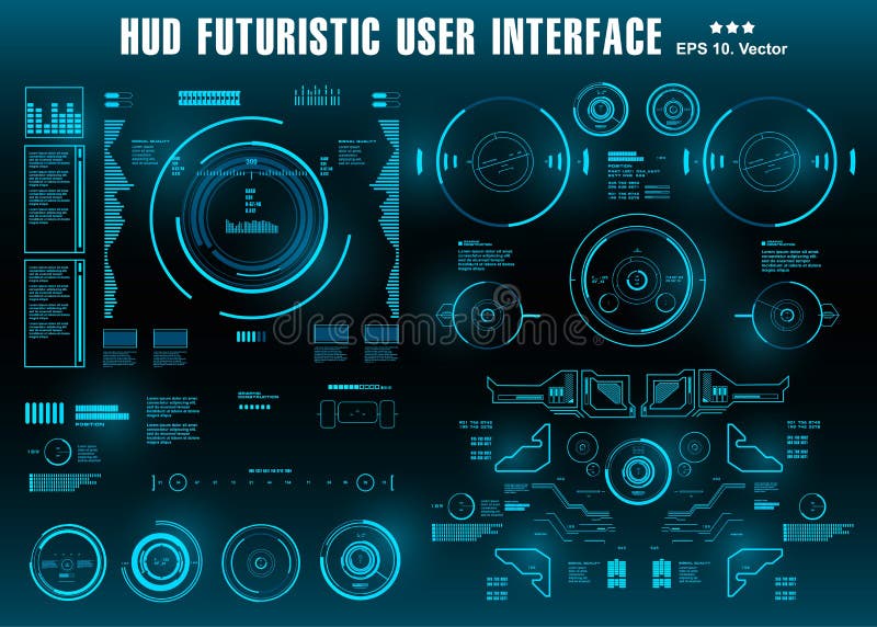 HUD Futuristic Blue User Interface, Dashboard Display Virtual Reality ...