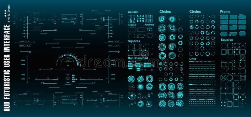 HUD Futuristic Blue User Interface, Target. Dashboard Display Virtual ...