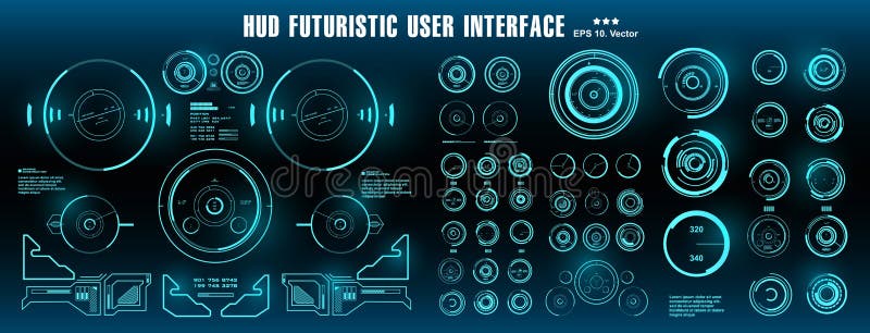 HUD Futuristic Blue User Interface, Target. Dashboard Display Virtual ...