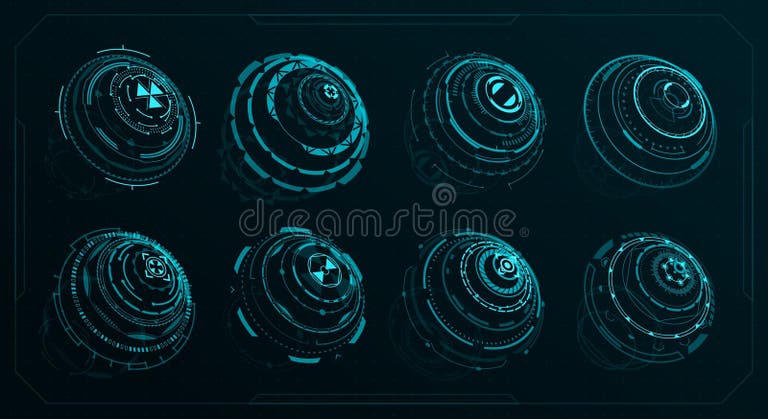 HUD Futuristic Circular Screen Panels Control Bars Stock Illustration ...