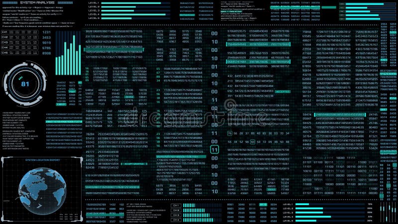 HUD Futuristic Digital Data Number Selection Code Animation for Screensaver Background. Stock ...
