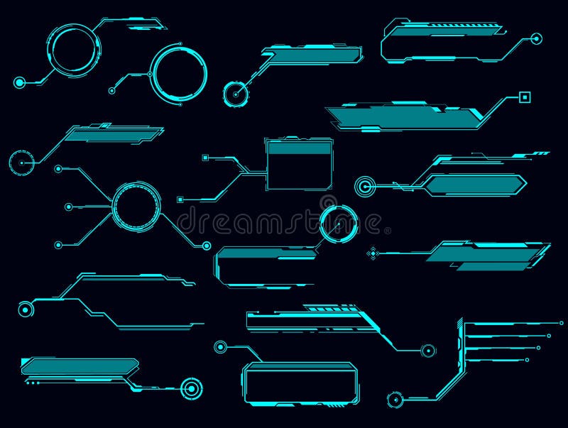 HUD Futuristic Display and Screen, Info Boxes Stock Vector ...