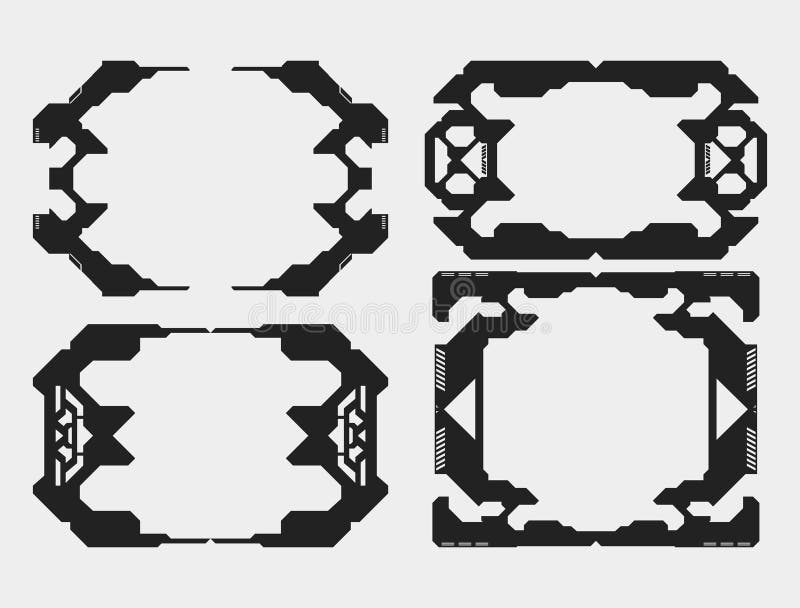 HUD Futuristic Frame Border Elements Pack Caution Yellow Line Cyber Sci ...