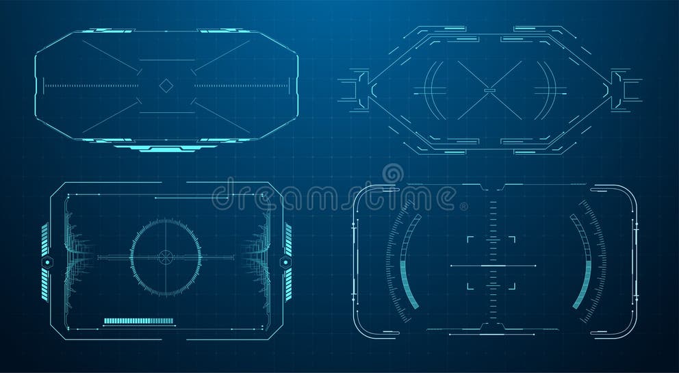 HUD Futuristic Frame. Game Target Borders, Sci-fi Empty Banners for ...