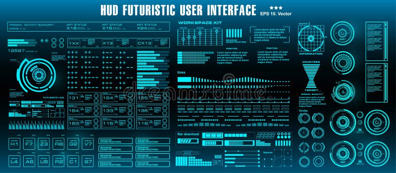 HUD Futuristic Green User Interface, Target. Dashboard Display Virtual ...