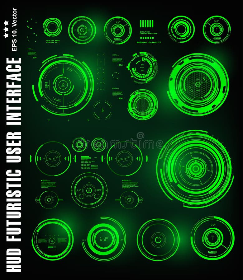 HUD Futuristic Green User Interface, Dashboard Display Virtual Reality ...