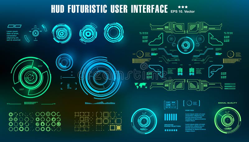 Set of Futuristic Green Frames, Dialog Boxes, Circles and Targets ...