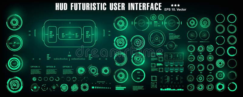 HUD Futuristic Green User Interface, Dashboard Display Virtual Reality ...
