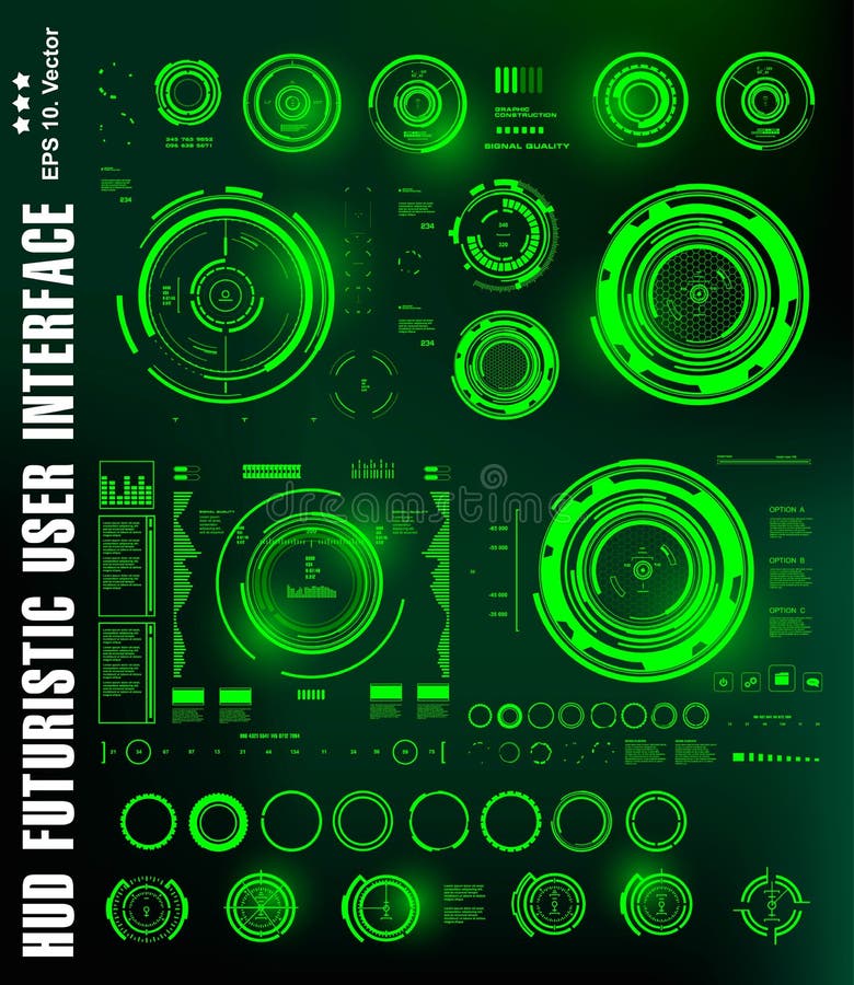 Sci-fi Futuristic Hud Green Dashboard Display Virtual Reality ...