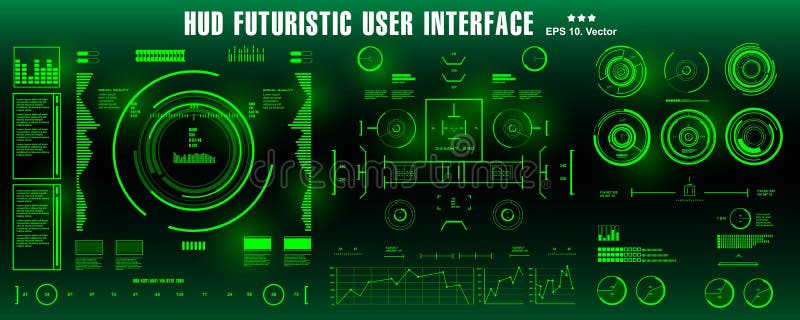HUD Futuristic Green User Interface, Dashboard Display Virtual Reality ...