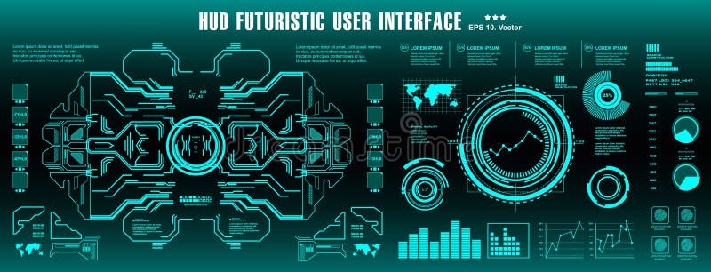 HUD Futuristic Green User Interface, Target. Dashboard Display Virtual ...
