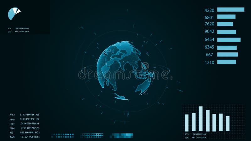 HUD. Futuristic Interface with Animated Digital Earth and Diagrams ...