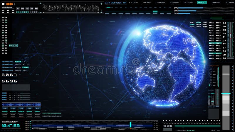 HUD Futuristic UI Interface Scanning Holographic Spinning Earth Panel ...