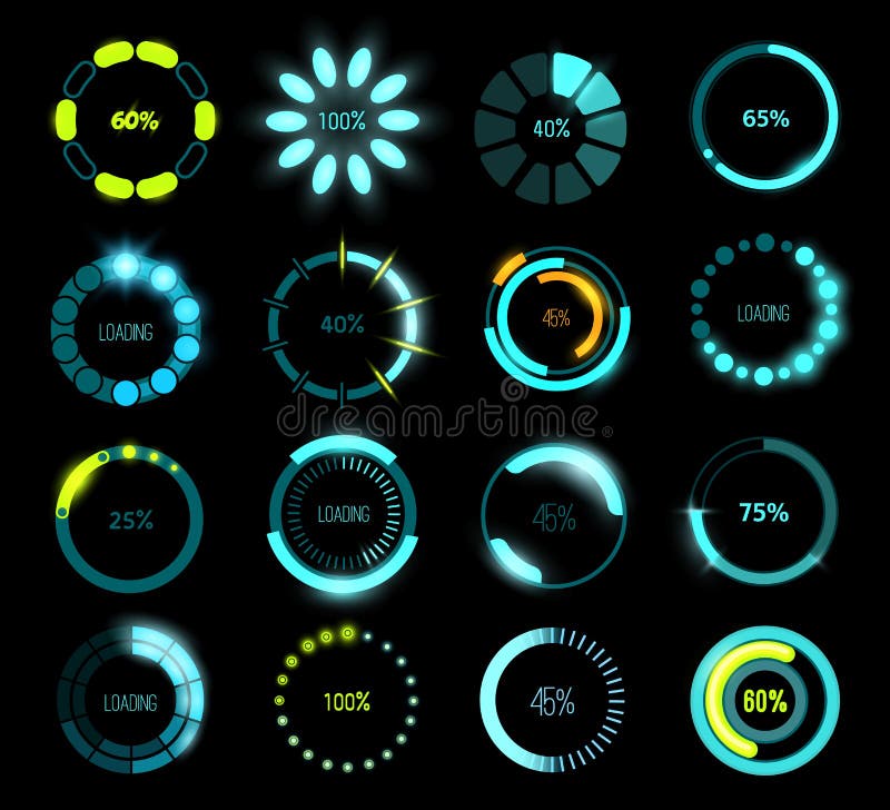 HUD Loading Process and Power Load Status Bars Stock Vector ...