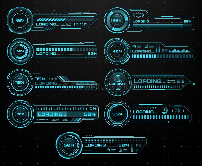 HUD Futuristic Loading Bars, Sci Fi User Interface Stock Vector - Illustration of panel, load ...