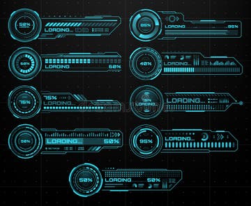 HUD Futuristic Loading Bars, Sci Fi User Interface Stock Vector ...