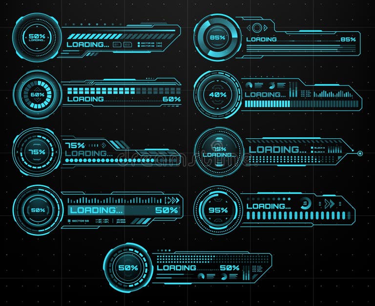 HUD Futuristic Loading Bars, Sci Fi User Interface Stock Vector - Illustration of panel, load ...