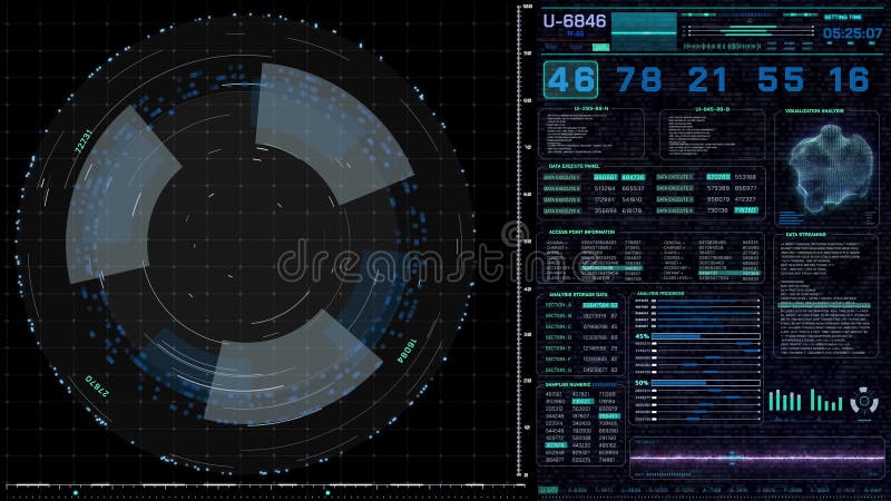 HUD Futuristic Security Monitor System Interface Technology Display ...
