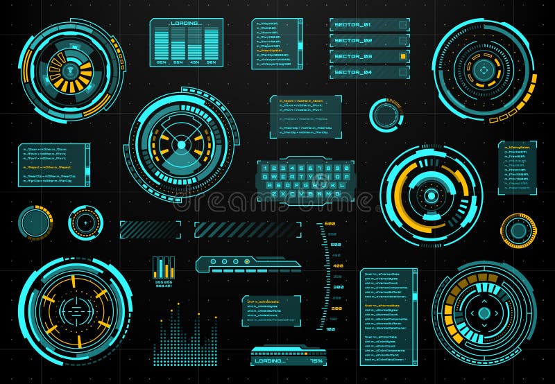 HUD Futuristic Touch User Interface Control Panels Stock Vector ...