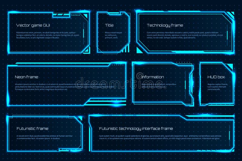 HUD Game Element. Futuristic Tech Screen Template with Text Messages ...