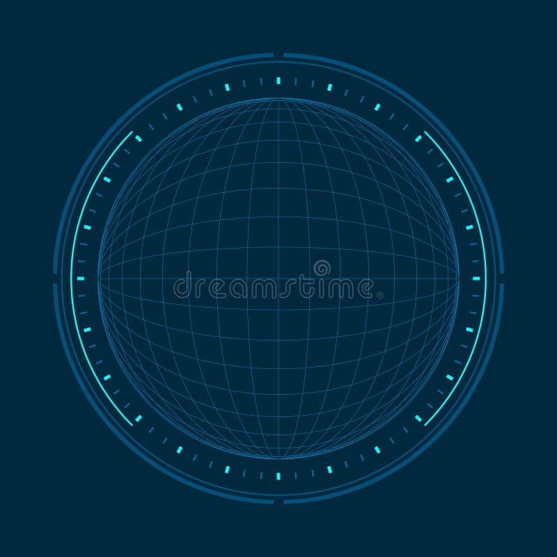 HUD Global Radar Sphere Grid and Degree Indicator Dashboard Interface ...