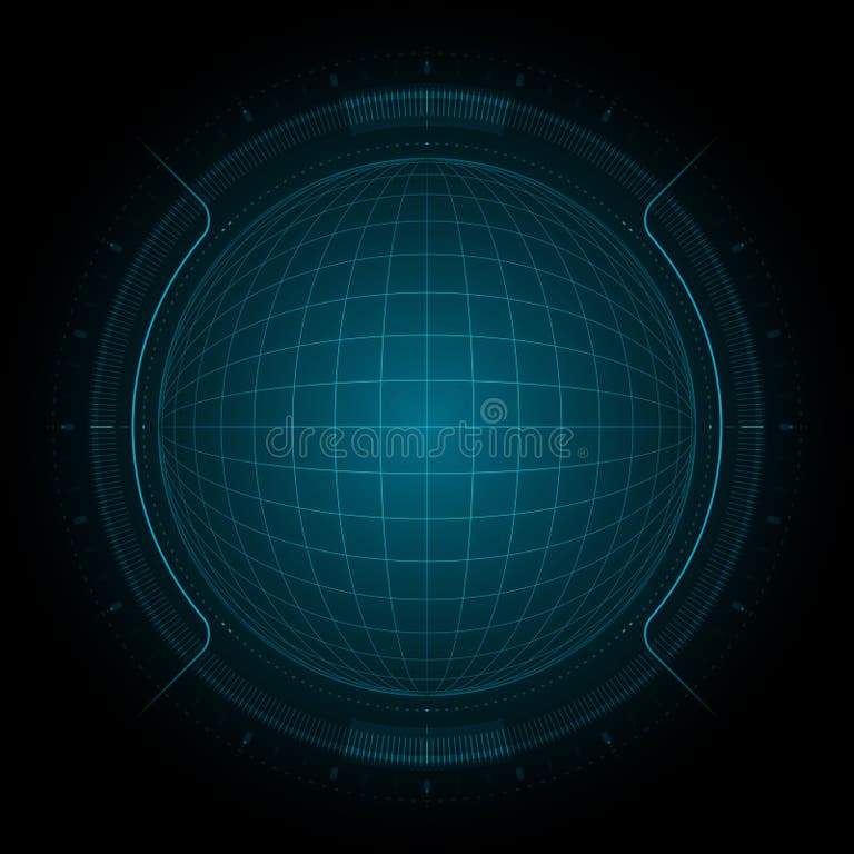 HUD Global Radar Sphere Grid and Degree Indicator Dashboard Interface ...