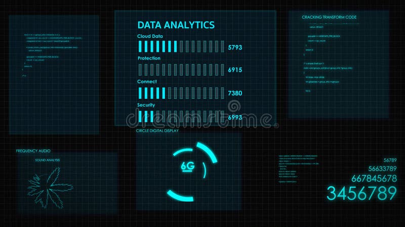 HUD Graphic of Screen. Futuristic User Interface Glow GUI Digital Text ...