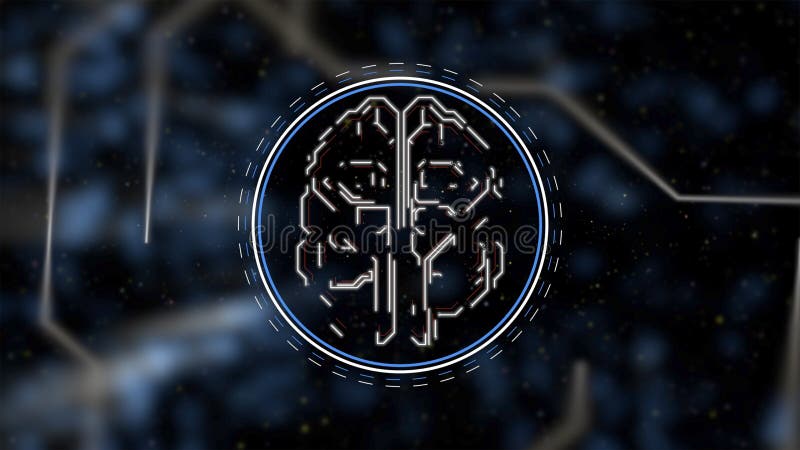 HUD Graphics Wired Human Brain with Electric Impulses Flashing. Stock ...