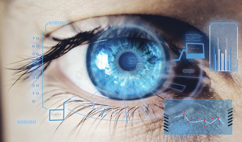 Hud on Human Eye Artificial Intelligence Stock Photo - Image of ...