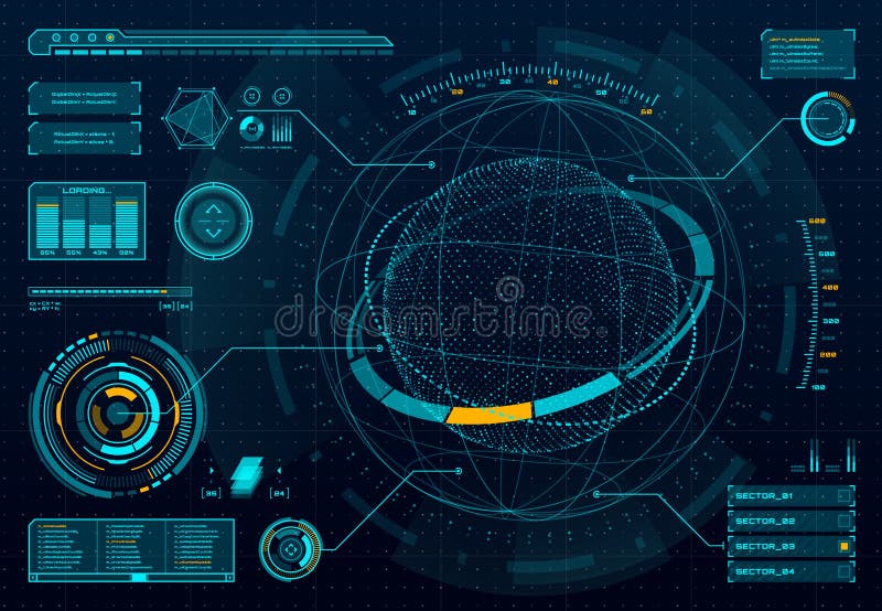 HUD Infographic, Dashboard Panel with Space Sphere Stock Vector ...