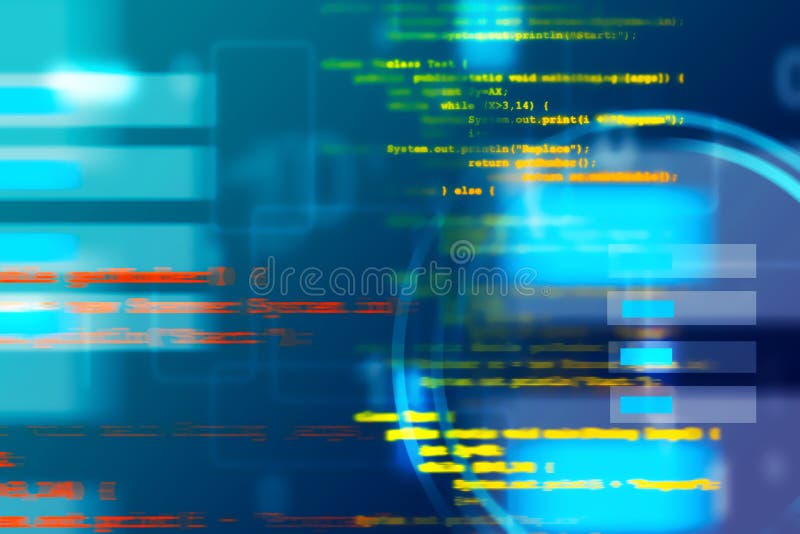 HUD Interface and Abstract Code Lines Background Stock Illustration ...