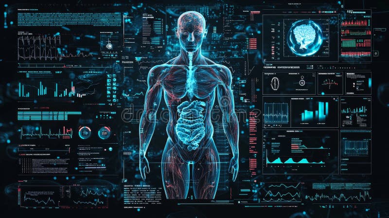 HUD Interface in 16:9 Aspect Ratio, Digital Human, Human Virtual Body ...