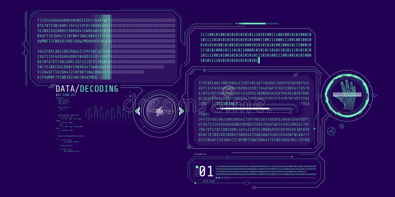HUD Interface Design for Decoding Satellite Signals. Stock Illustration ...