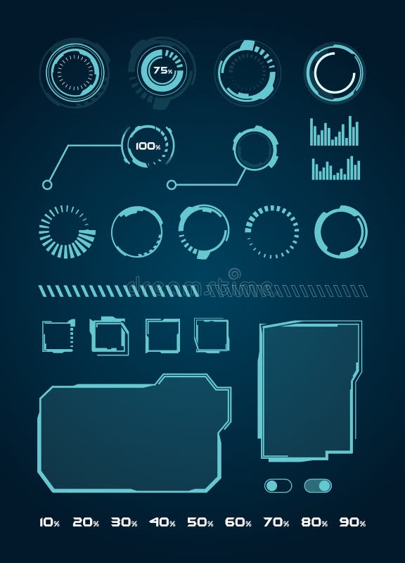 HUD Interface Elements Set, Circles, Loading, Frames for Web ...