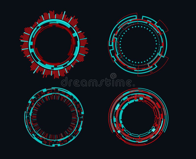 Hud Interface Elements in Two Colors. Stock Vector - Illustration of ...
