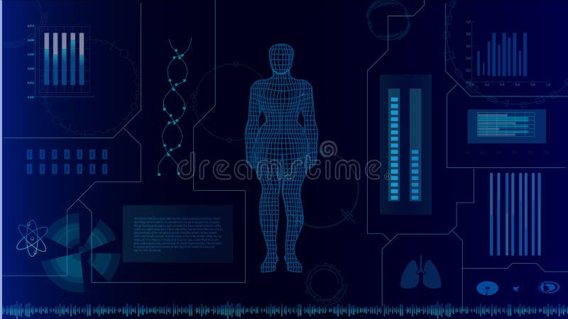 16:9 Hud Interface,futurastic Human Body,hud Biology Elelemt,Display ...