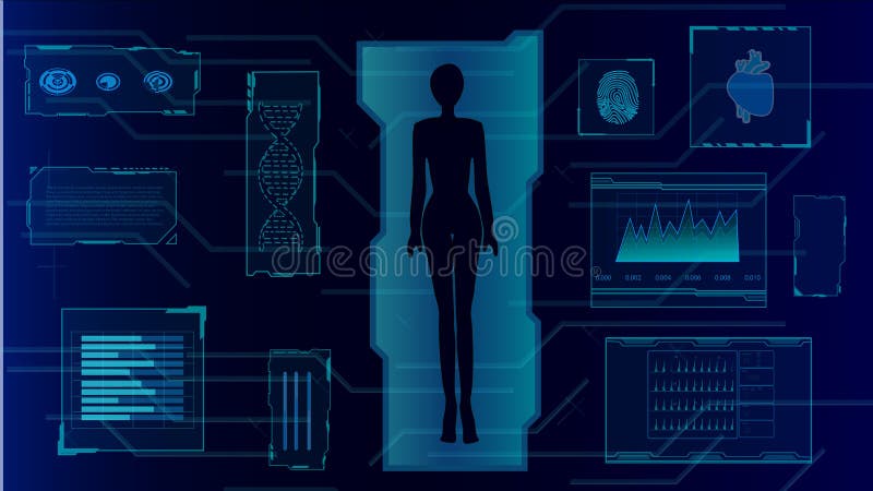 16:9 Hud Interface,futurastic Human Body,hud Biology Elelemt,Display ...