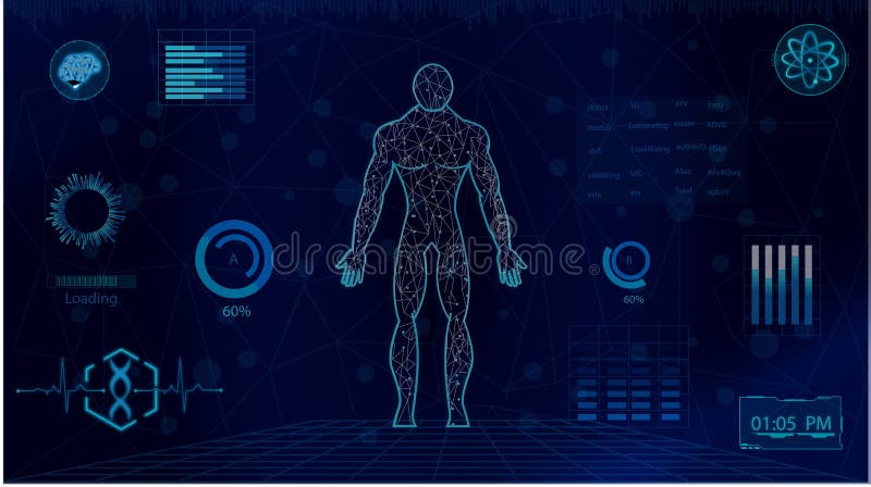 16:9 Hud Interface,futurastic Human Body,hud Biology Elelemt,Display ...