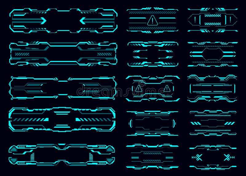 HUD Interface Neon Frame Borders, Info Box Signs Stock Illustration ...