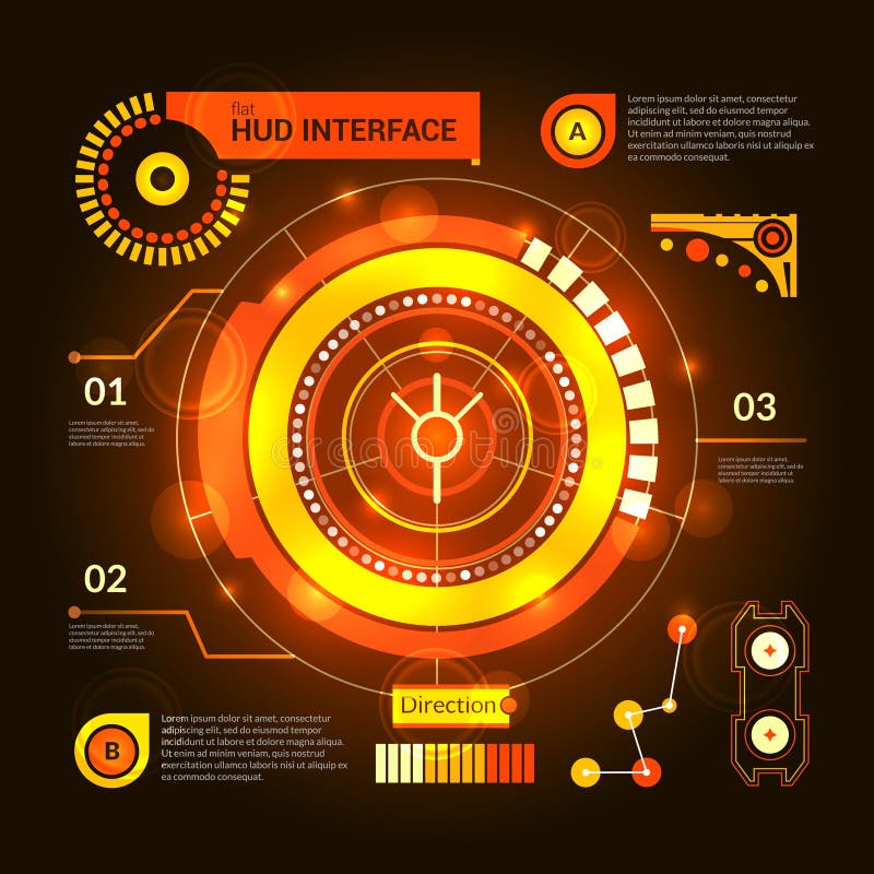 Hud Interface Orange stock vector. Illustration of collection - 209804137