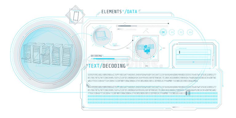 HUD Interface for Processing Server Data with Text Decoding. Stock Illustration - Illustration ...