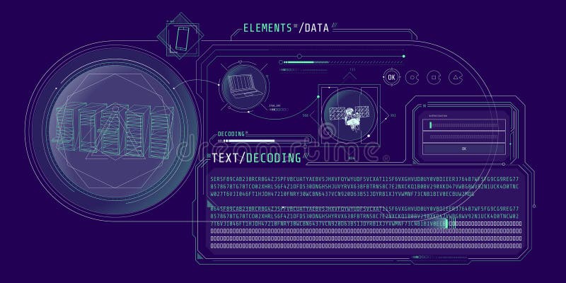 Hud Interface For Processing Server Data With Text Decoding Stock Vector Illustration Of 5978