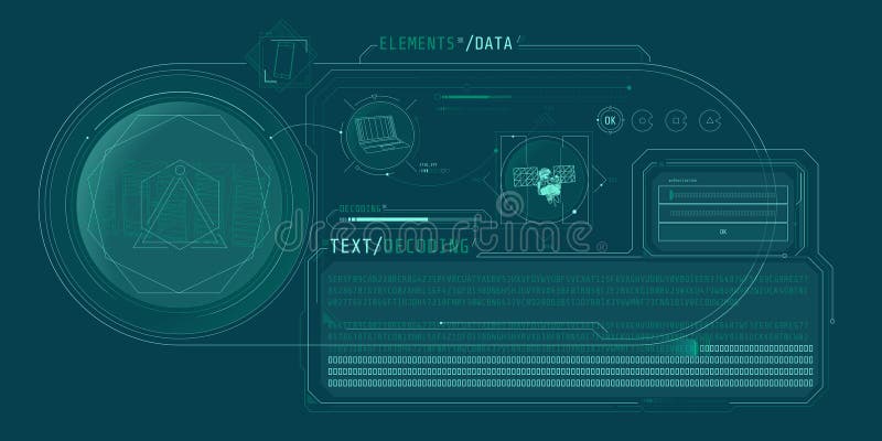 Hud Interface For Processing Server Data With Text Decoding Stock Vector Illustration Of Text 4521